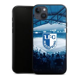 DeinDesign iPhone 14 Plus Handy Silikon H&uuml;lle Case schwarz Handyh&uuml;lle Stadium 1. Fcm 1. Fc Magdeburg