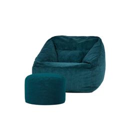 Icon Sitzsack Riesen Sitzsack Sessel aus Cord „Morgan“ mit Sitzpouf