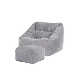 Icon Sitzsack Riesen Sitzsack Sessel aus Cord „Morgan“ mit Sitzpouf