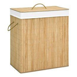 furnicato Wäschekorb Bambus-mit 2 Fächern 100 L (1 St)