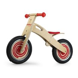 LeNoSa Laufrad Kinder Holz Balance Bike rot / Natur Lauflernrad für Mädchen & Jungen