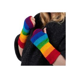 Kunst und Magie Armstulpen Bunte Armstulpen Hand Pulswärmer Handschuhe Wolle Strick Regenbogen