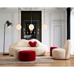 JVmoebel Wohnzimmer-Set Designer Wohnzimmer Couch Sofa Möbel 4tlg. 3 Sitz Sofa und 3x Hocker