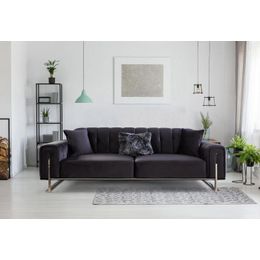 JVmoebel 3-Sitzer Designer Sofa 3 Sitzer Modern Möbel Schwarz 240cm Big xxl Wohnzimmer