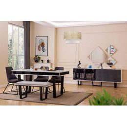 JVmoebel Esszimmer-Set Designer Esszimmer Set 10tlg Luxus Möbel stilvoll Essgruppe Anrichte