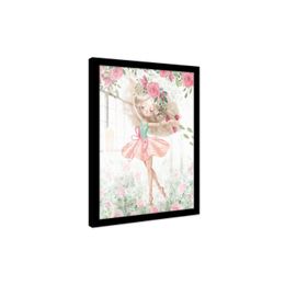 Wallarena Poster mit Rahmen Bilder Kinderzimmer Ballerina Blumen Kunstdruck Wandbild