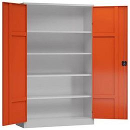 Classix Stahlschrank X-530374 feuerrot, lichtgrau 120,0 x 42,0 x 194,5 cm, aufgebaut