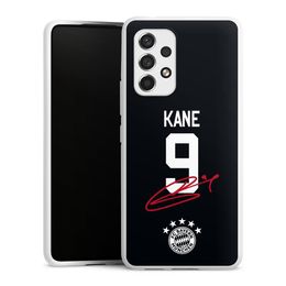 DeinDesign Galaxy A53 5G Handy Silikon H&uuml;lle Case wei&szlig; Handyh&uuml;lle Fc Bayern M&uuml;nchen Harry Kane Jersey Silikon Case