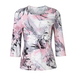 WITT Damen 3/4-Arm-Shirt mit Rundhals-Ausschnitt, ros&eacute;-grau-bedruckt, Gr&ouml;&szlig;e 48