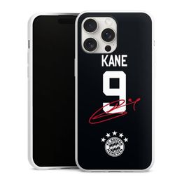 DeinDesign iPhone 15 Pro Max Handy Silikon H&uuml;lle Case wei&szlig; Handyh&uuml;lle Fc Bayern M&uuml;nchen Harry Kane Jersey Silikon Case
