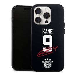 DeinDesign iPhone 15 Pro Handy Slim Case extra d&uuml;nn Silikon Handyh&uuml;lle schwarz H&uuml;lle Fc Bayern M&uuml;nchen Harry Kane Jersey Silikon Slim Case