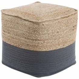 Beliani - Pouf Dunkelgrau/Beige Jute/Baumwolle Quadrat Boho-Stil