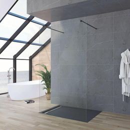 Glaswand Duschwand Walk in Dusche Glas mit Nano Beschichtung Duschtrennwand Begehbare Duschkabine Einscheibensicherheitsglas mit Stabilisator schwarz