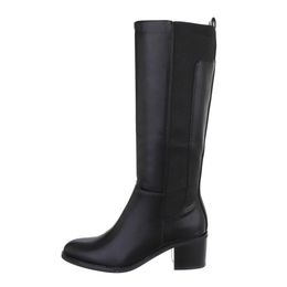 Ital-Design Damen Elegant Stiefel (85081041) Blockabsatz Klassische Stiefel in Schwarz, 36 EU