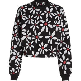 Tommy Jeans Sweatshirt, Baumwolle, floral, für Damen, schwarz, L
