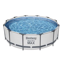 Bestway® Steel Pro MAX™ Frame Pool Set mit Filterpumpe Ø 366 x 100 cm, lichtgrau, rund