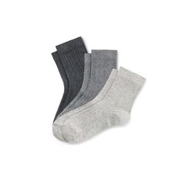 Tchibo 3 Paar Socken mit Zopfmuster - Dunkelgrau/Meliert - Gr.: 35-38