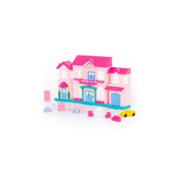 Polesie Puppenhaus Sophie 78018 klappbar Möbelset, 2 Etagen, verschiedene Räume rosa