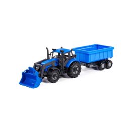 Polesie Spielzeug-Traktor 91833 Frontlader Kippanhänger Schwungantrieb Radlader blau