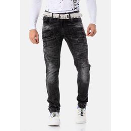 Cipo & Baxx Cipo & Baxx Slim-fit-Jeans mit dekorativer Reißverschluss, schwarz