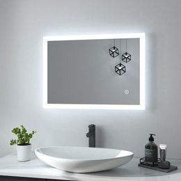 Badspiegel 50x70cm led Badezimmerspiegel Kaltweiß Licht 6500k Touchschalter Anti-beschlag Spiegel mit Beleuchtung hd Wandspiegel - Heilmetz