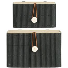 IB Laursen 2er Set Schachtel mit Bambusdeckel, Set: L11-14 x B8-15,5 x H6,2-8,7 cm, schwarz