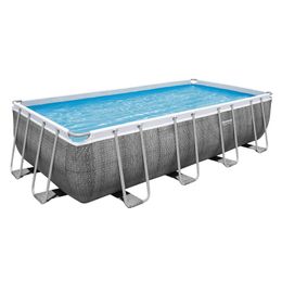 Bestway® Power Steel™ Frame Pool Komplett-Set mit Filterpumpe 549 x 274 x 122 cm, Rattan-Optik (Schiefergrau), eckig