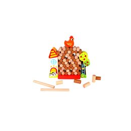 Tooky Toy Holz-Lernspiel Farm TKC572, Geschicklichkeitsspiel 69-tlg. ab 3 Jahren braun