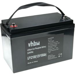 Akku Bordbatterie kompatibel mit Wohnwagen, Boot, Camping, Wohnmobil (100Ah, 12,8V, LiFePO4, 100A Ladestrom) - vhbw