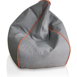 Kinzler Sitzsack, Leinenoptik mit Neon-Piping, Terra