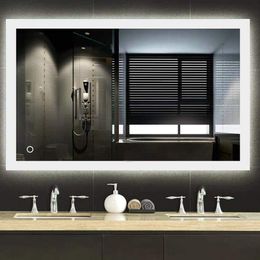 Led Badspiegel Badezimmerspiegel mit Beleuchtung Wandspiegel mit Touch-Funktion 80x60cm - WYCTIN