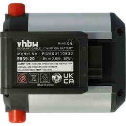 vhbw - Akku kompatibel mit Gardena EasyCut Li-18/23 r (9823-20) Akku-Rasentrimmer und vielen mehr, Ersatz-Akku (2000mAh, 18V, Li-Ion)