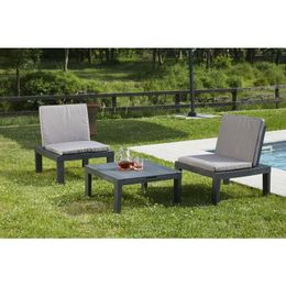 Outdoor-Lounge-Set Cervia, Gartenset mit 2 Sitzen mit Rückenlehne und einem Multifunktionsmodul, Sitzecke mit Kissen, 100 % Made in Italy, Weiß