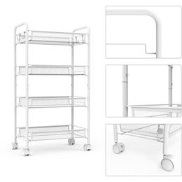 Todeco Lagerwagen, Aufbewahrungsmöbel, 4 Lagen, 83,5 x 46 x 27 cm, Weiß, Material: Eisen - Weiß