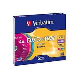 Verbatim Colours - 5 x DVD+RW - 4.7 GB (120 Min.) 4x - Slim Jewel Case