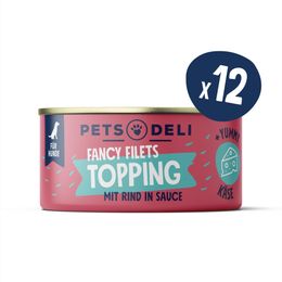 Pets Deli Fancy Filets Topping mit Rind in Soße für Hunde - 12x70g - 12x70g
