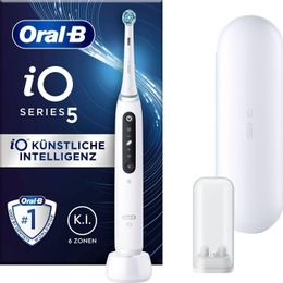 Oral-B Elektrische Zahnbürste iO 5, Aufsteckbürsten: 1 St., mit Magnet-Technologie, LED-Anzeige, 5 Putzmodi, Reiseetui, weiß