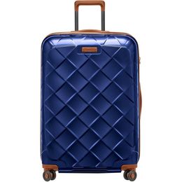 Stratic Hartschalen-Trolley Leather & More, 76 cm, 4 Rollen, Reisekoffer großer Koffer Aufgabegepäck TSA-Zahlenschloss, blau
