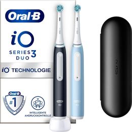 Oral-B Elektrische Zahnbürste iO Series 3 Doppelpack, Aufsteckbürsten: 2 St., Magnet-Technologie, schwarz