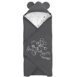 Babydecke Baby Einschlagdecke, Snuggle N Dream Mickey Mouse Anthracite, hauck, mit Kapuze, grau