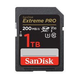 Sandisk SDXC Extreme PRO, 2 Jahre RescuePRO Deluxe Speicherkarte (1000 GB, UHS Class 3, 200 MB/s Lesegeschwindigkeit), schwarz