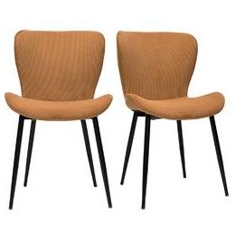 Miliboo Design-Stühle aus kumingelbem Cord mit Samteffekt und schwarzen Metallbeinen (2er-Set) ADDICT