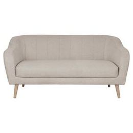 Miliboo Sofa skandinavisch naturbeiger Stoff und Holz 3 Sitzer ISIS