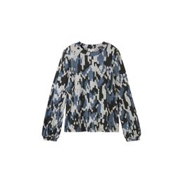 Tom Tailor Damen Gemustertes Langarmshirt, blau, Allover Print, Gr. XS