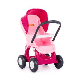 Polesie Puppenwagen Alisia 95220 aus Kunststoff, Puppenbuggy, 4 Kunststoffräder pink