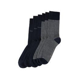 Tom Tailor Herren Sechserpack Socken, blau, Streifenmuster, Gr. 43-46