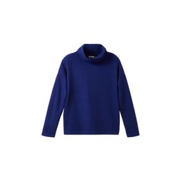 Tom Tailor Damen Bequemes Sweatshirt mit Rollkragen, blau, Melange Optik, Gr. S