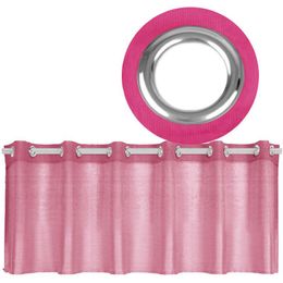 Sen-Bistrogardine in B160cm x L45cm, transparente uni Scheibengardine Voile in vielen verschiedenen Farben erhältlich (pink - fuchsia) - Pink