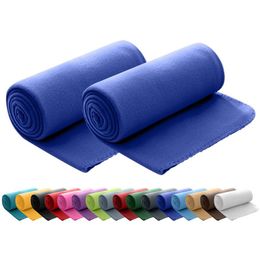 wometo 2er Set Polar- Fleecedecke 130x160 cm ca. 400g wertiges Gewicht OekoTex mit Anti-Pilling Kettelrand Farbe dunkelblau (viele Farben) - dunkelblau