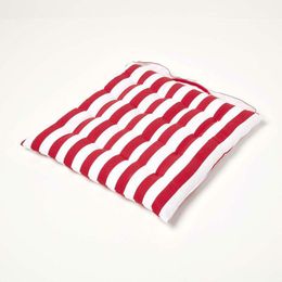 Homescapes - Sitzkissen mit breiten Streifen, 100% Baumwolle, rot, 40 x 40 cm - Rot